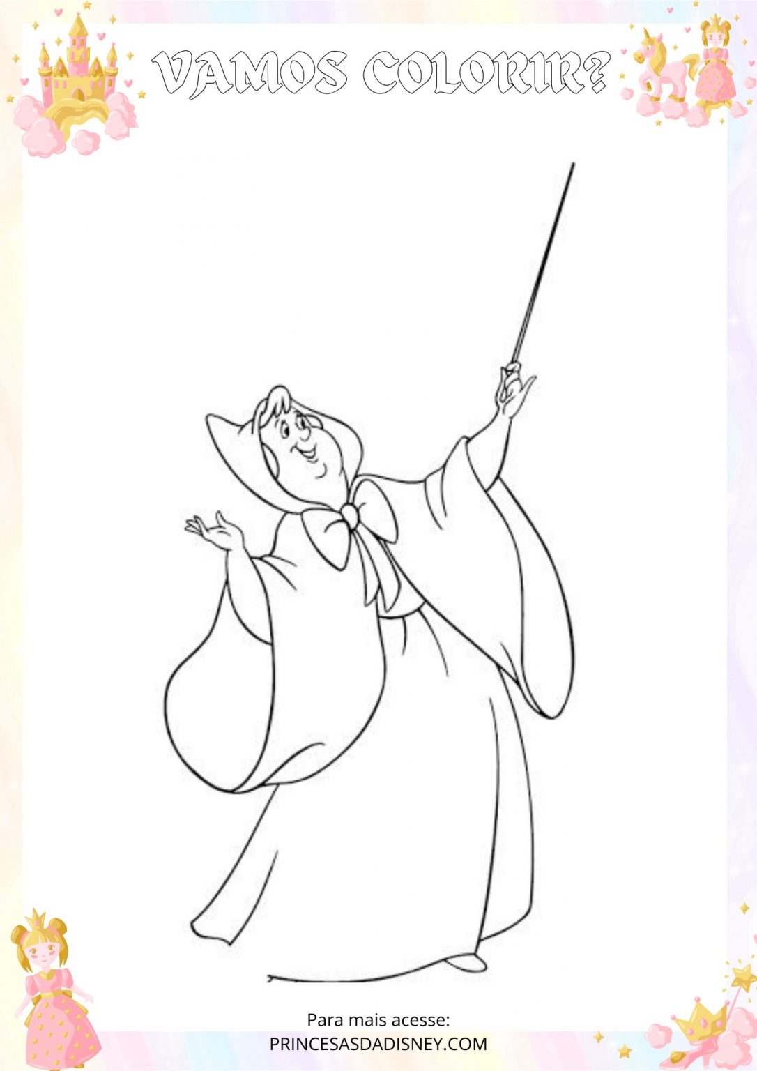 Desenhos da Cinderela para colorir e imprimir