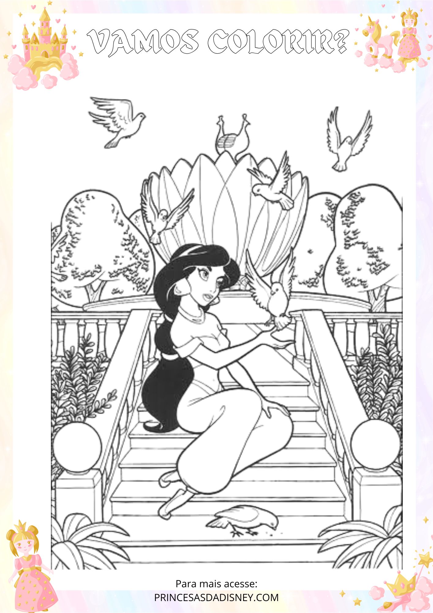 10 Desenhos da Jasmine para colorir e imprimir