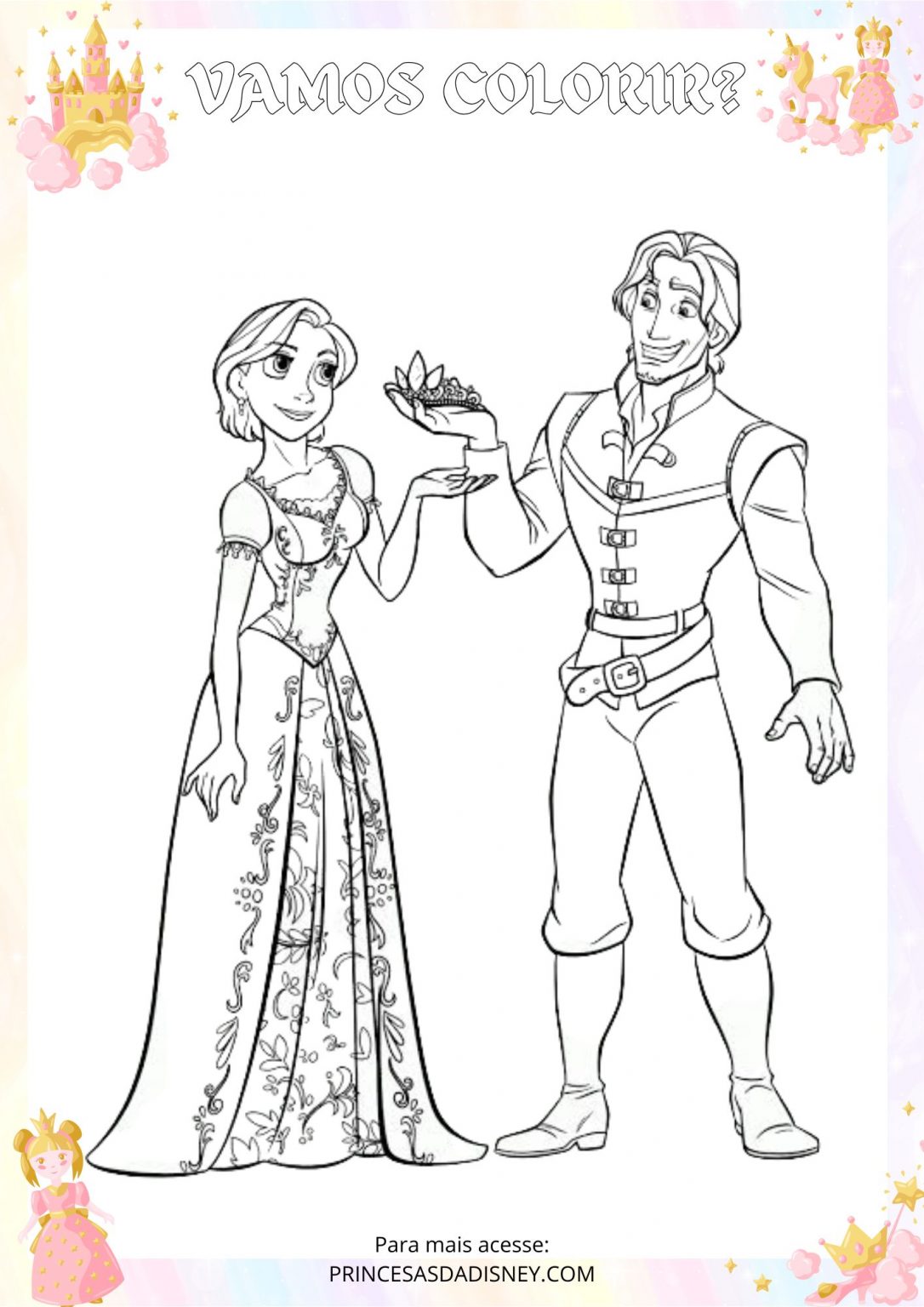 10 Desenhos da Rapunzel para colorir e imprimir
