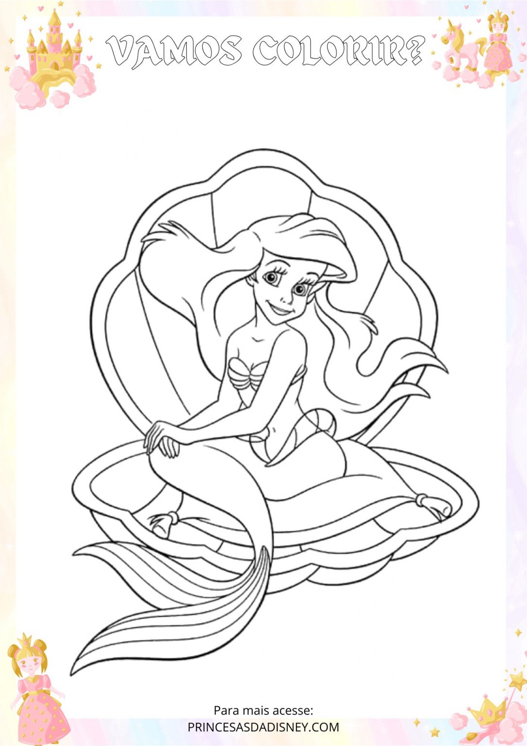 9 Desenhos da Ariel para colorir e imprimir
