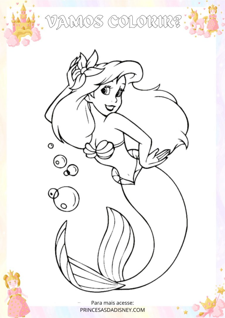9 Desenhos da Ariel para colorir e imprimir