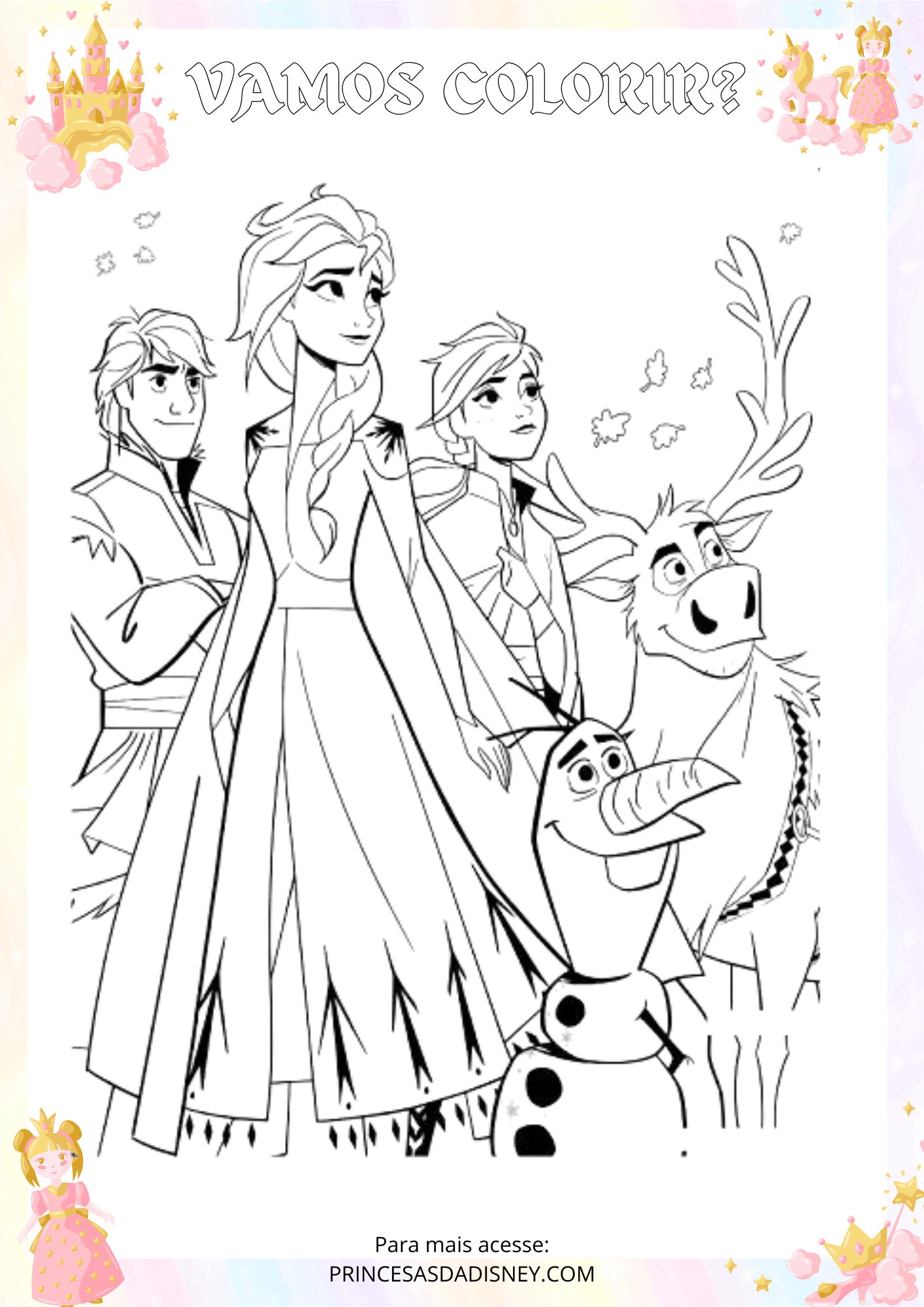9 Desenhos da Anna e Elsa para colorir e imprimir